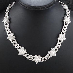 Miami Cuban Link With Star Chain in 925 Silver Studded With Moissainite ...