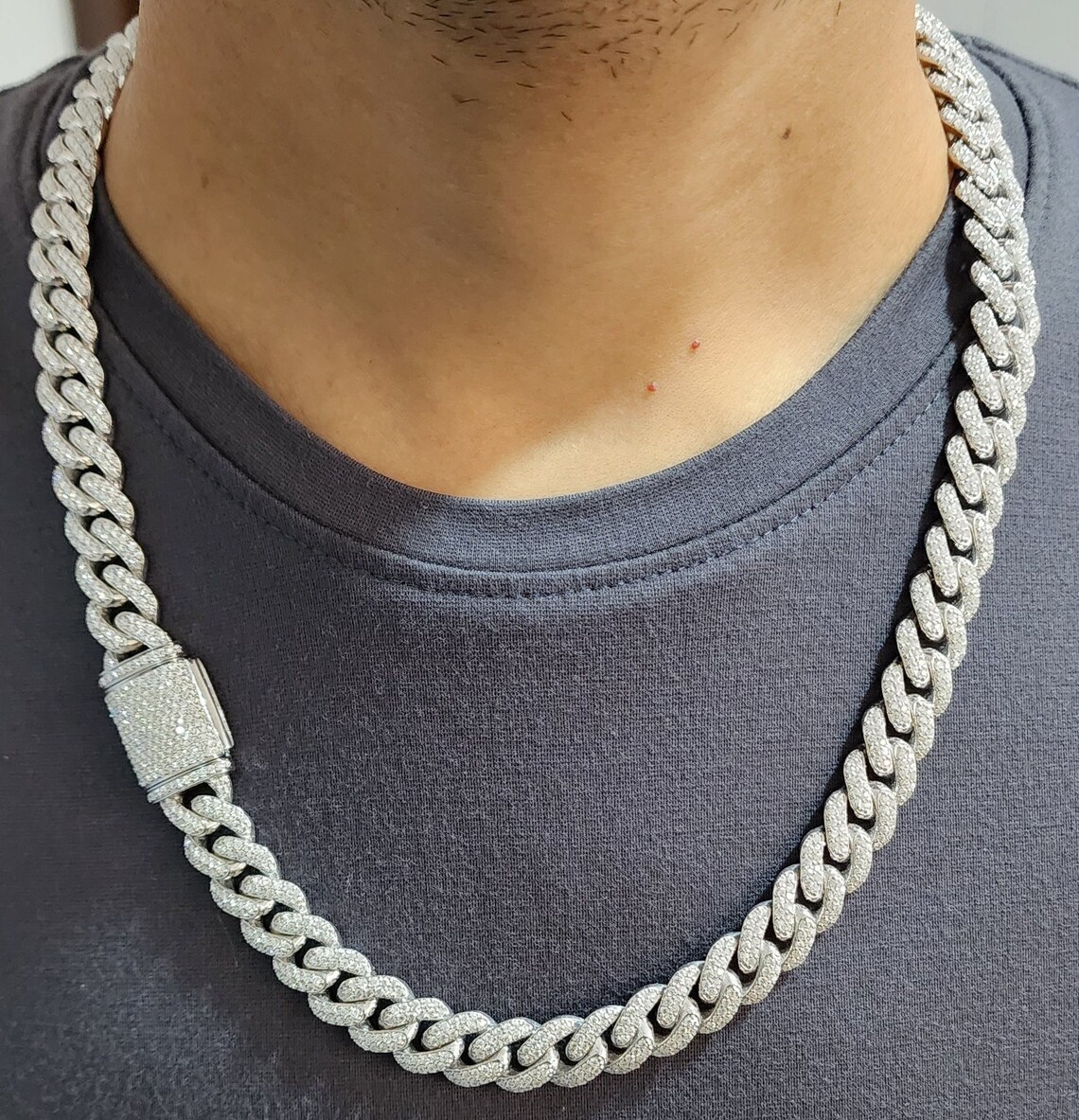 12mm Miami Cuban Link Chain in 10k Gold Studded With - Etsy