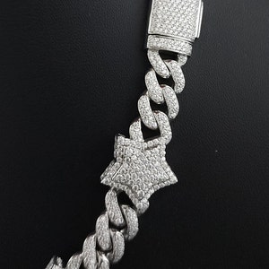 Miami Cuban Link With Star Chain in 925 Silver Studded With Moissainite ...