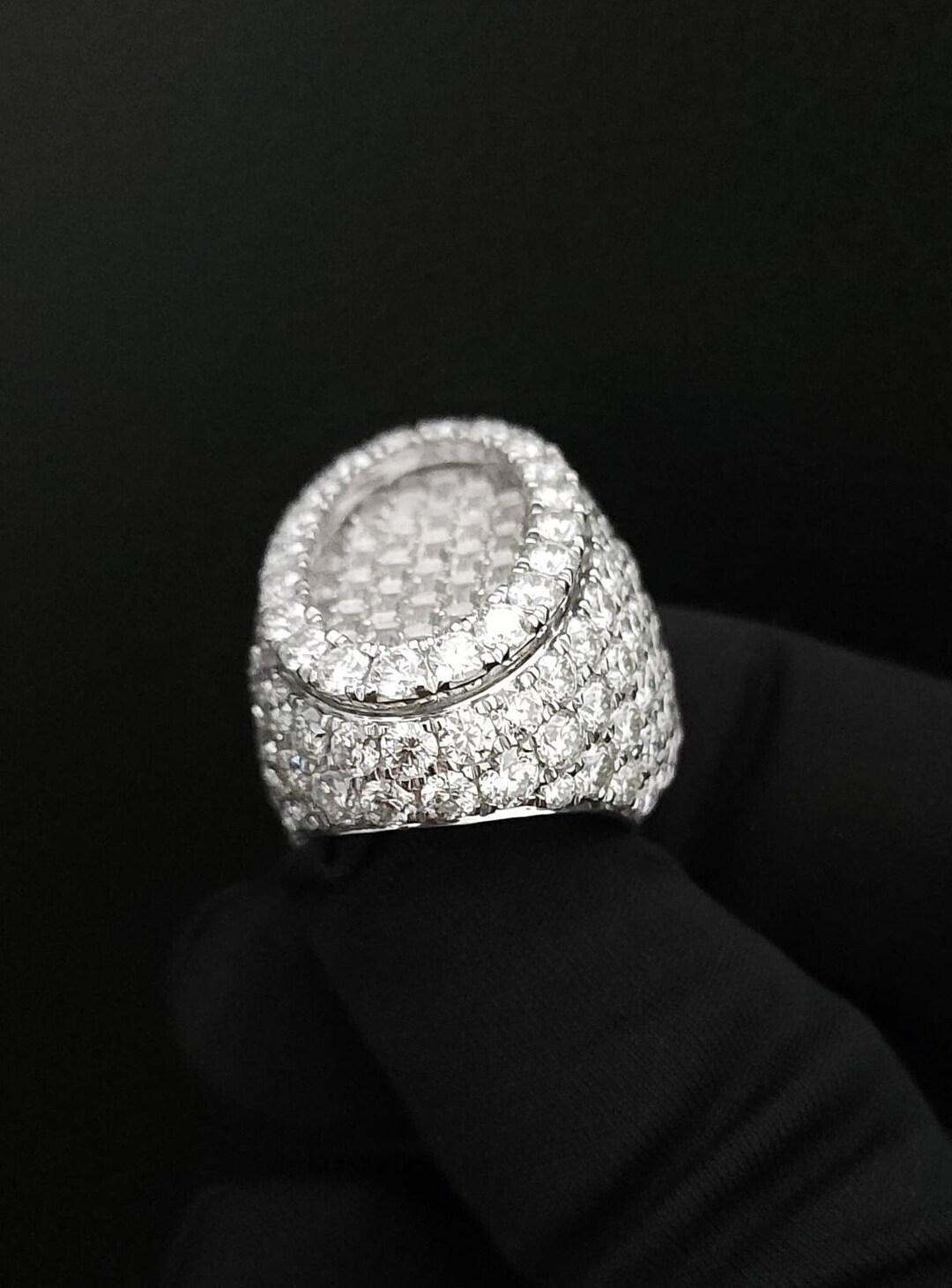 Shine Bright With Our Iced-out Oval Ring Featuring Moissanite ...