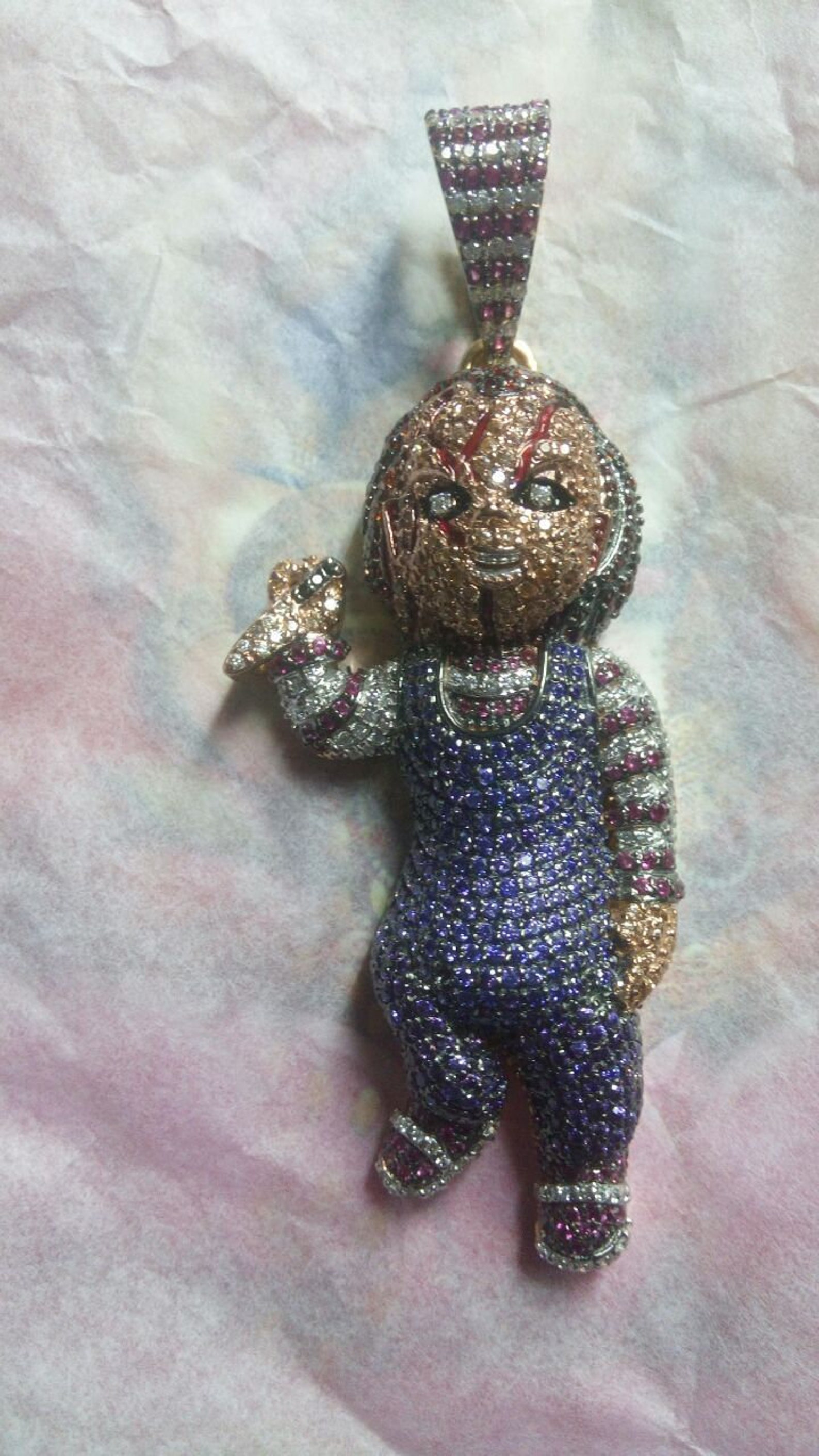 2.5 inch Chunky Doll Piece 10k Gold/ 925 Sterling Silver CZ | Etsy