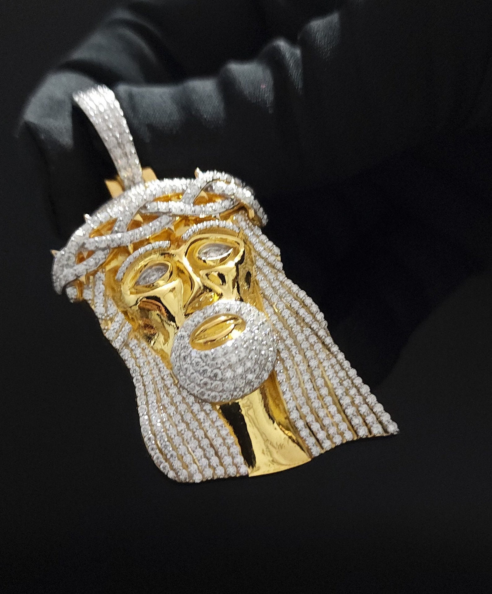 3D Jesus Face Pendant Made in 925 Sterling Silver Studded With - Etsy