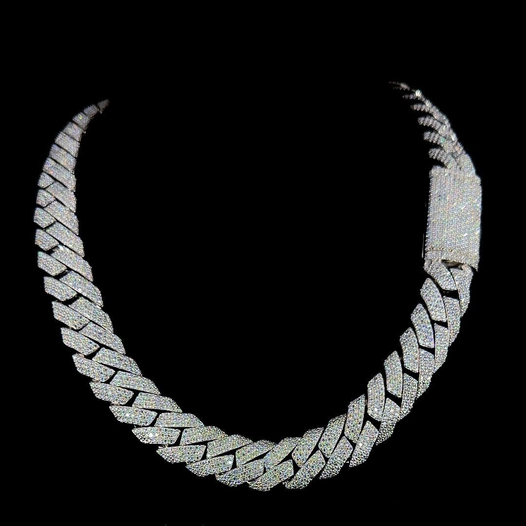 16 "miami Iced Out Cuban Chain Made in 925 Sterling Silver Embellished ...