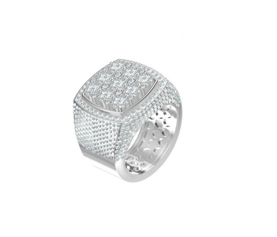 Men's Ring Made in 925 Sterling Silver Studded With VVS Colorless ...