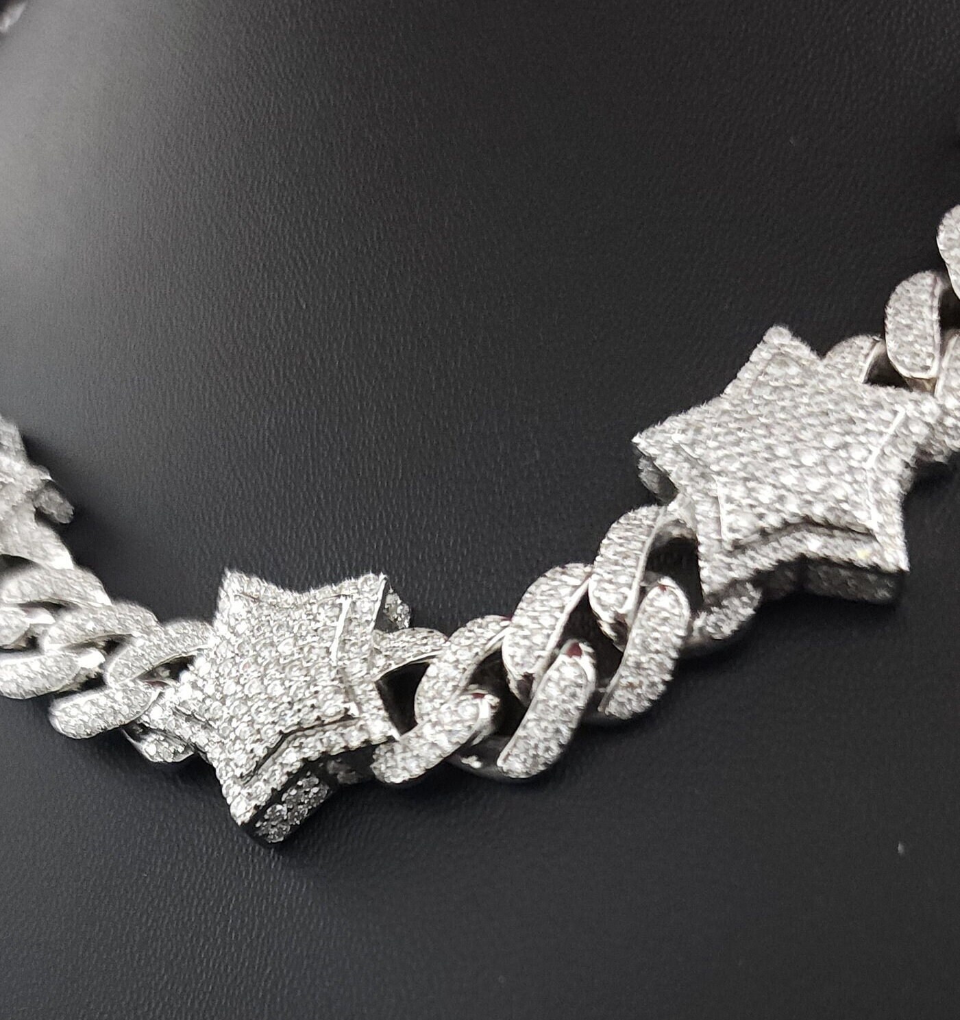 Miami Cuban Link With Star Chain in 925 Silver Studded With - Etsy