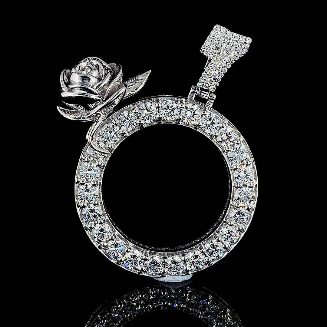 Iced Out Moissanite Rose Pendant, 925 Sterling Silver - Etsy