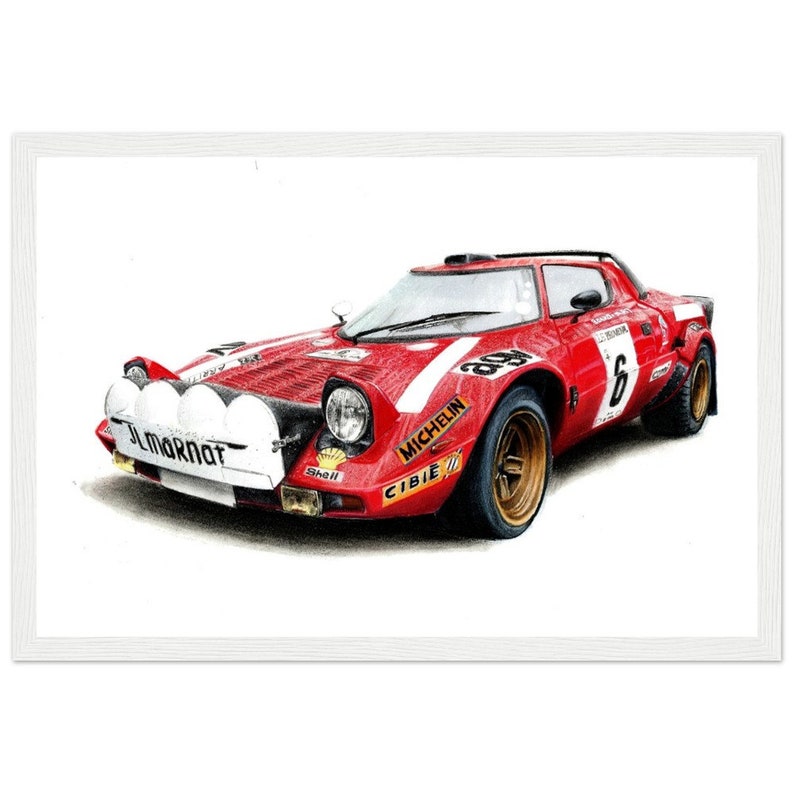 Hand-drawn Red Lancia Stratos - A3 Poster Print - Etsy