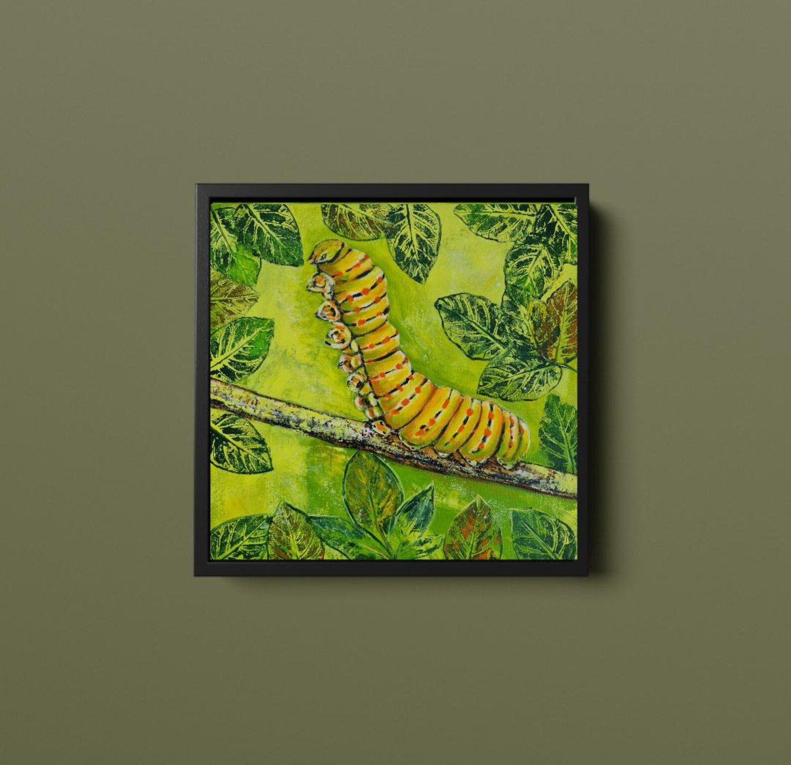 Caterpillar Insect Original Painting, Acrylics on Canvas, Impressionism ...
