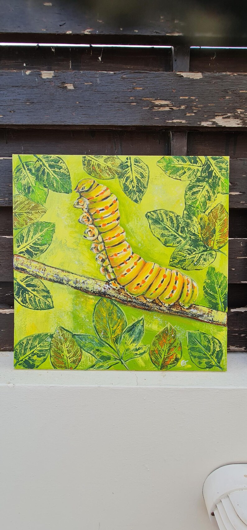 Caterpillar Insect Original Painting, Acrylics on Canvas, Impressionism ...