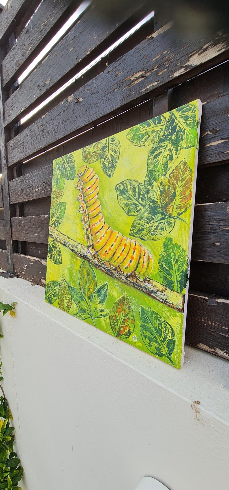 Caterpillar Insect Original Painting, Acrylics on Canvas, Impressionism ...