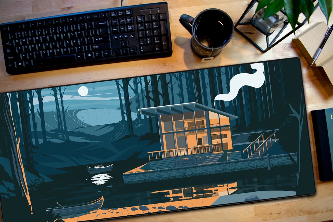 Cabin Nights Desk Mat Giant Mouse Pad Original Artwork - Etsy