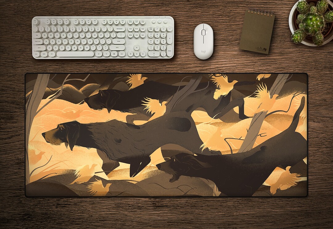 Hunting Dogs - Desk Mat | Giant Mouse Pad - Original Artwork - Stitched ...