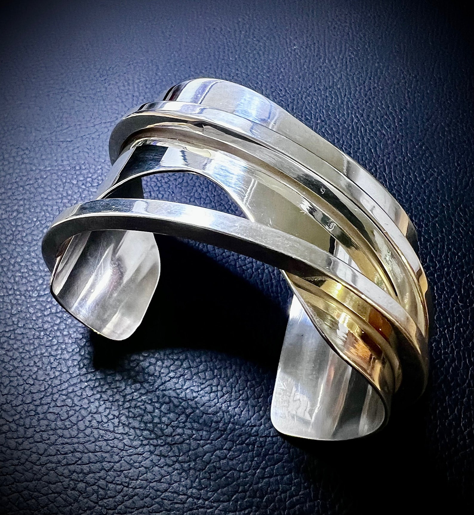 Mid Century Modernist Style .925 Sterling Silver Cuff Bracelet - Etsy