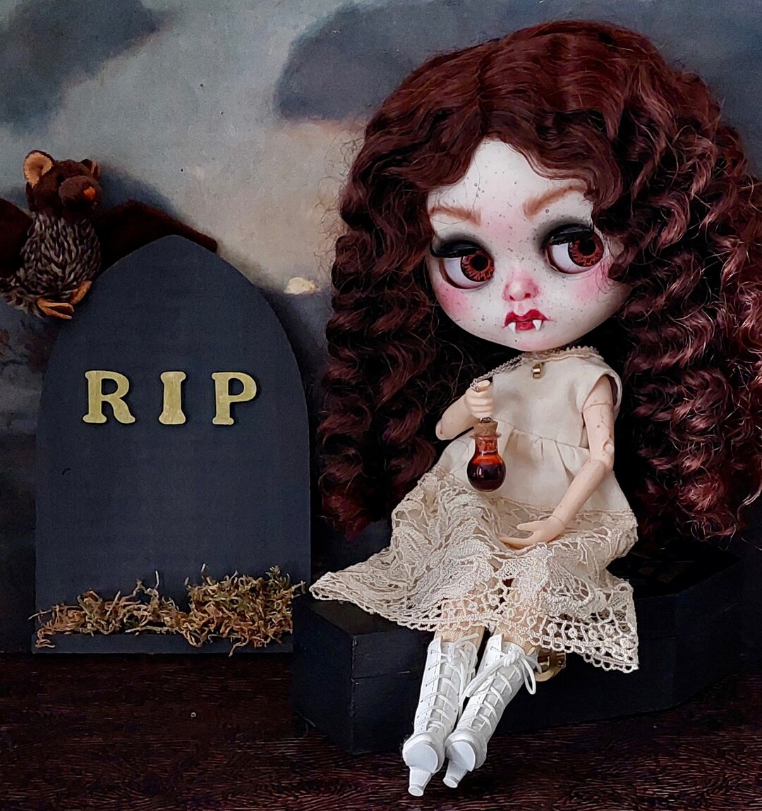 Ooak Custom Blythe Doll victoria Vampire Girl and Her Little Bat ...