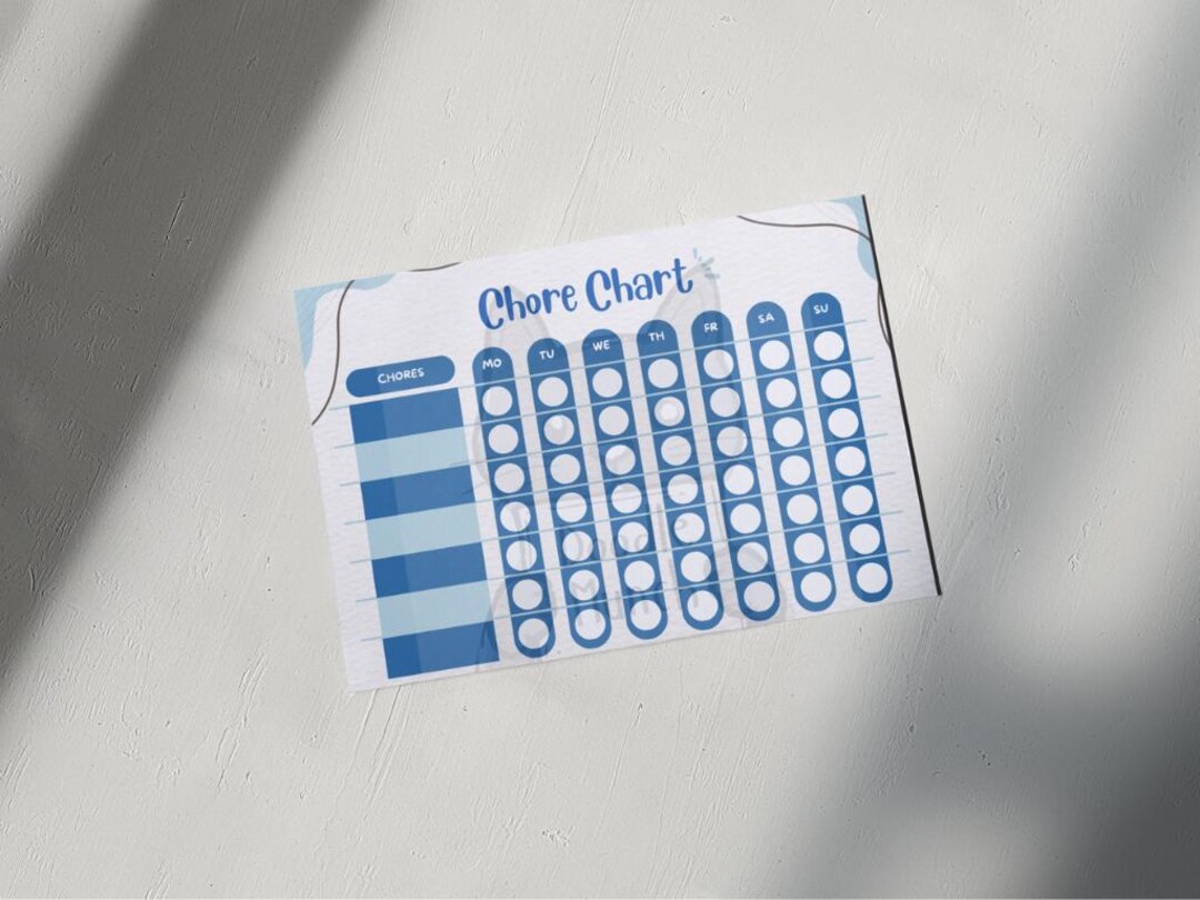 Blue Chore Chart | Daily Chores | Printable| Instant Download | Cute ...