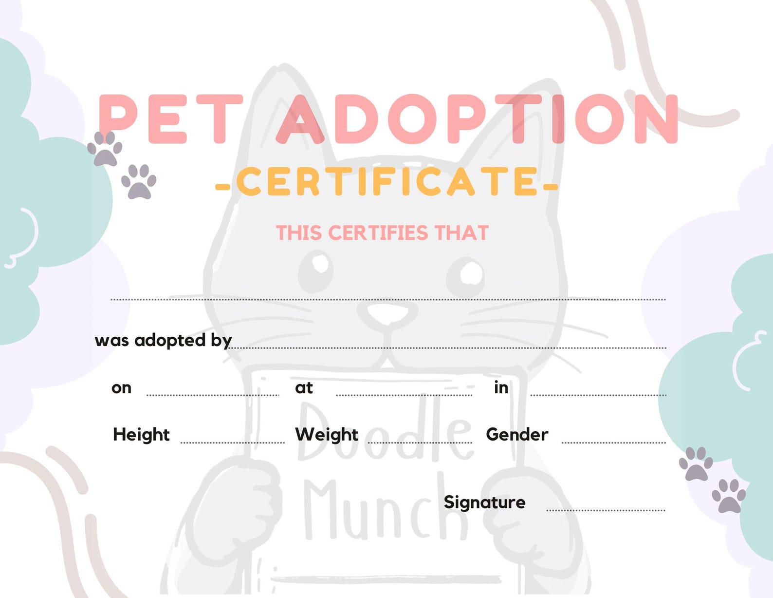 Pet Adoption Certificate | Pretend Play | Instant Download | Montessori ...