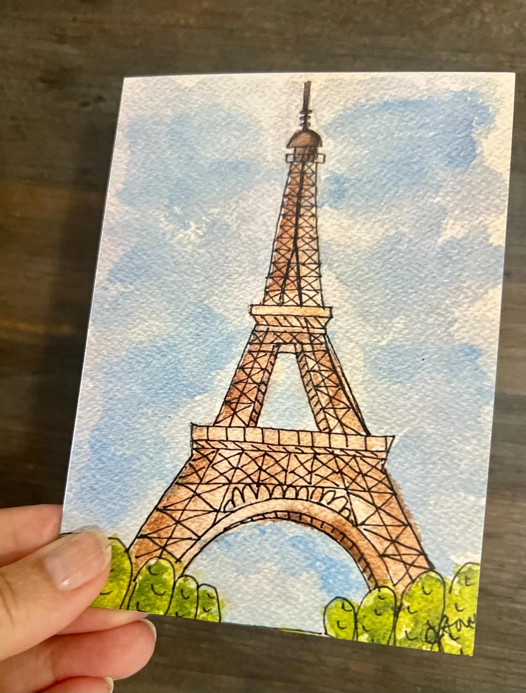Paris Note Card, French Watercolor Card, Travel Note Card, Paris ...