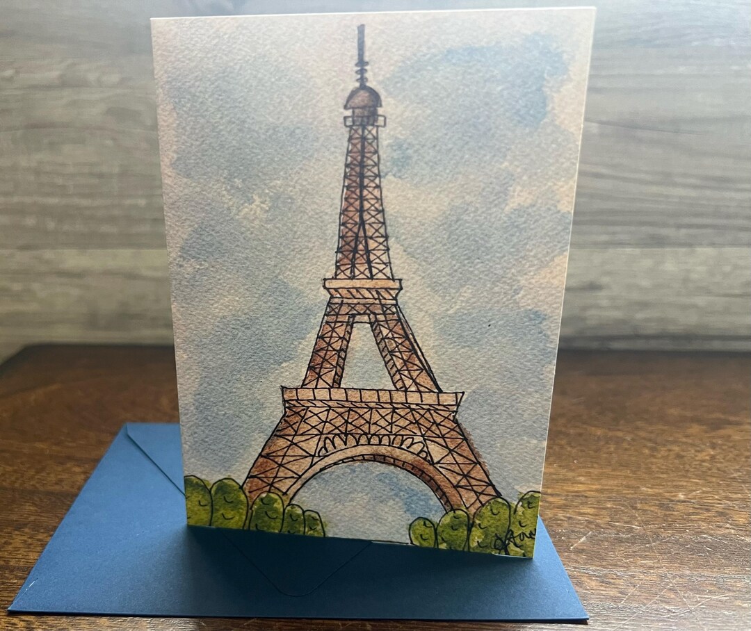 Paris Note Card, French Watercolor Card, Travel Note Card, Paris ...
