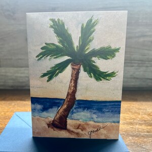 Palm Tree Watercolor Card, Hand Painted Print, Palm Tree Card, Palm ...