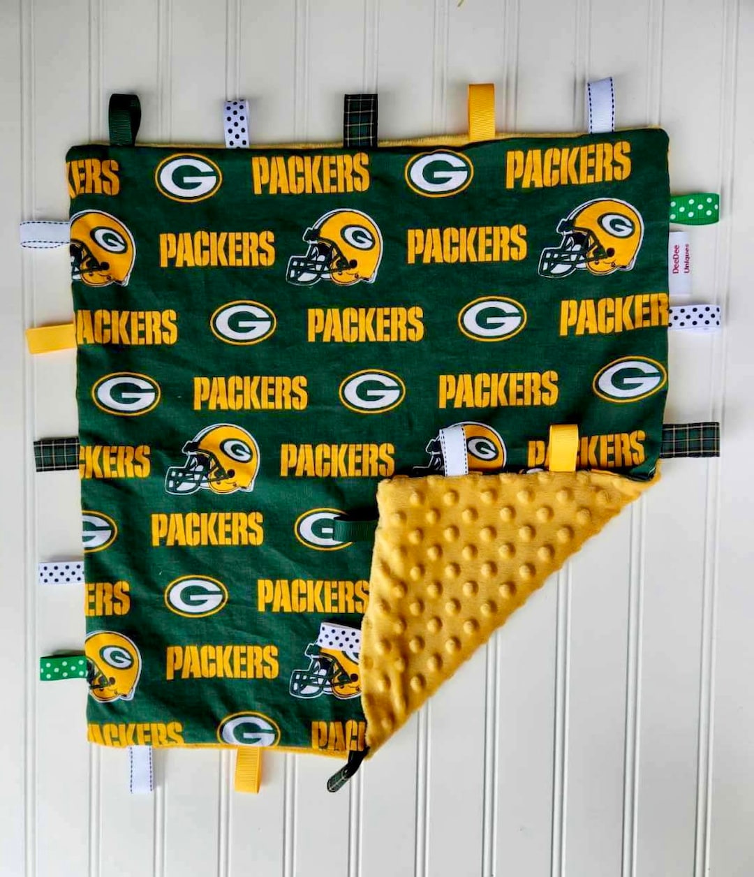 Green Bay Packers Themed Tag Blanket - Small Baby Blanket - Etsy
