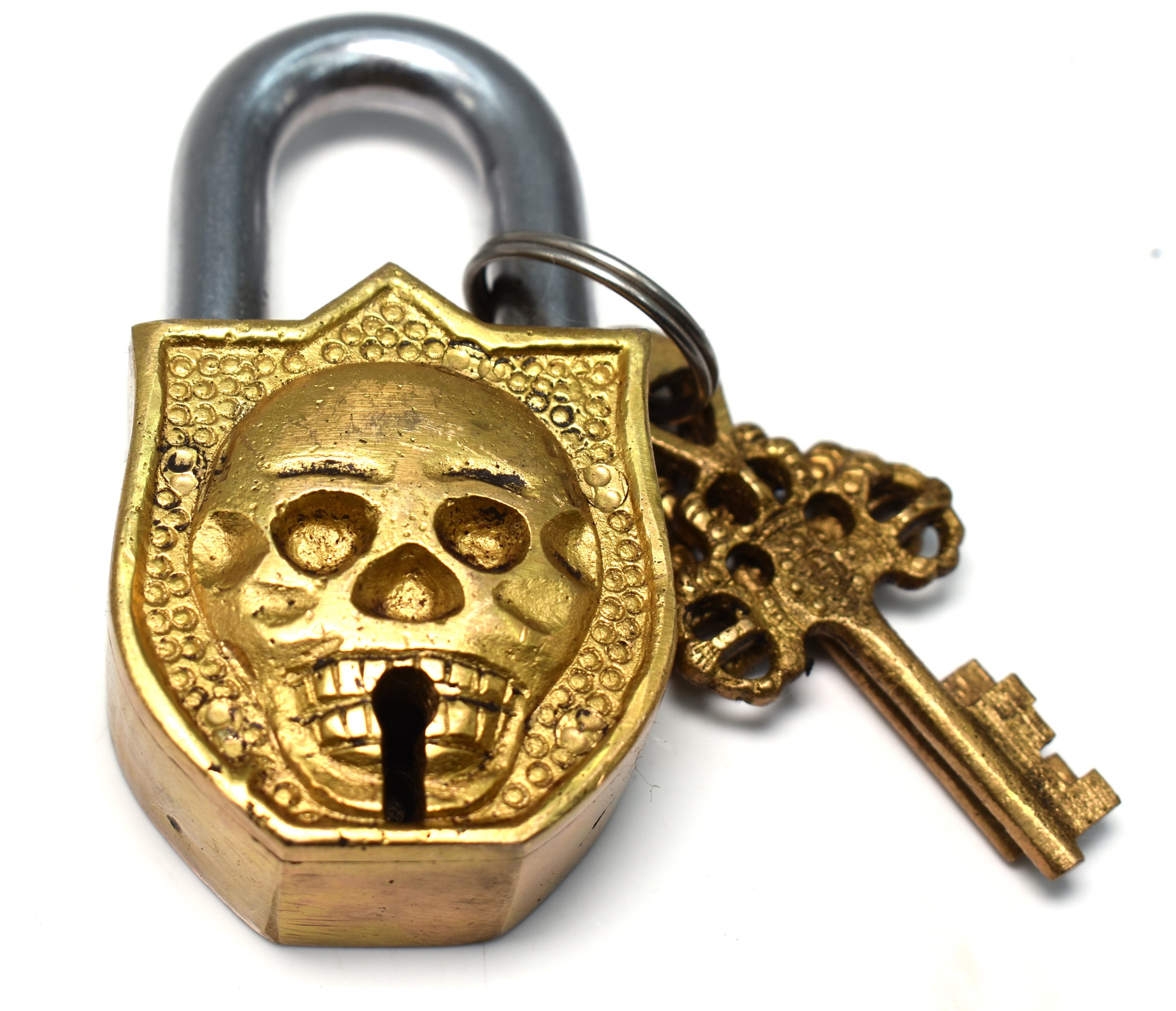 Vintage Skull Design Lock Handcrafted Brass Padlock Art | Etsy