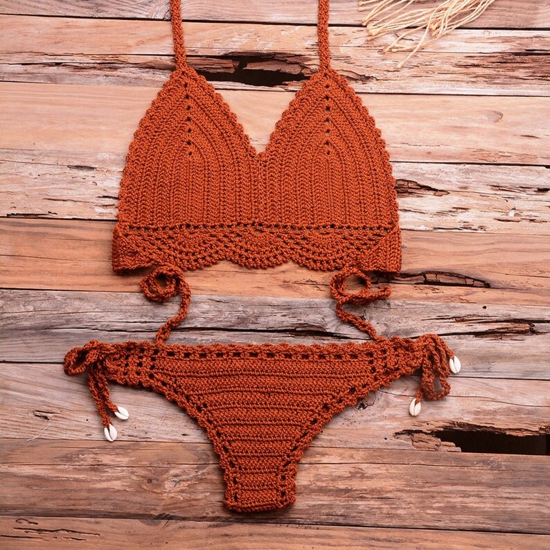 Handmade Women Crocheted Bikini Hollow Out Knitted Beach Etsy
