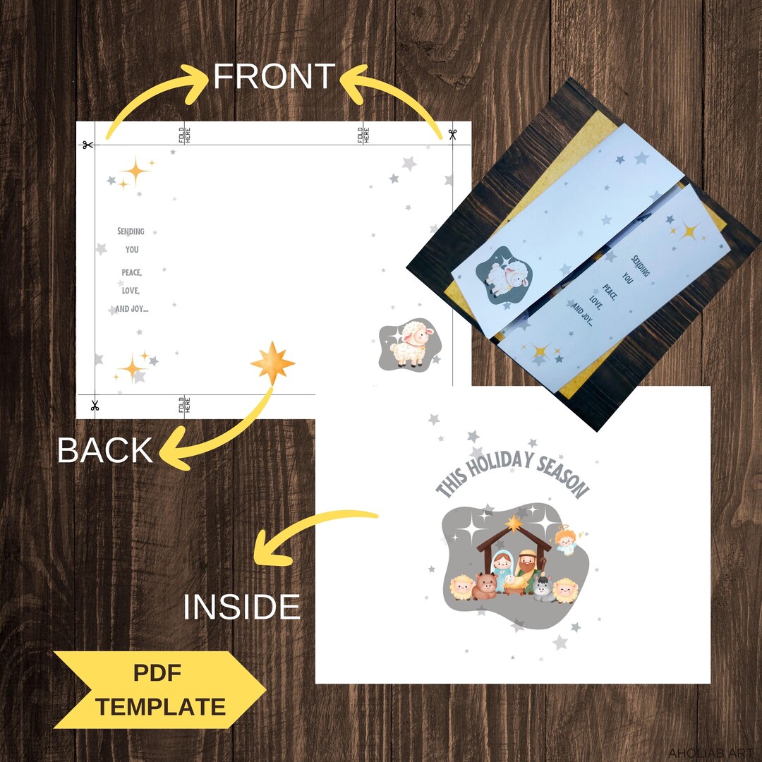PDF Templates Printable Gate Fold Card DIY Printables Christmas Card ...