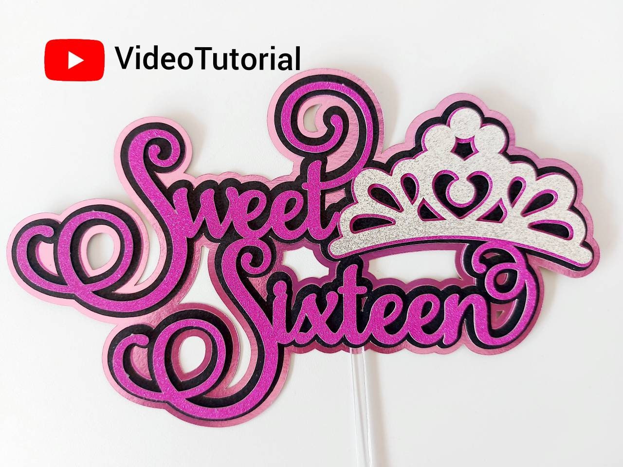 Layered SVG Cake Topper Sweet Sixteen Crown Happy Birthday 16 - Etsy