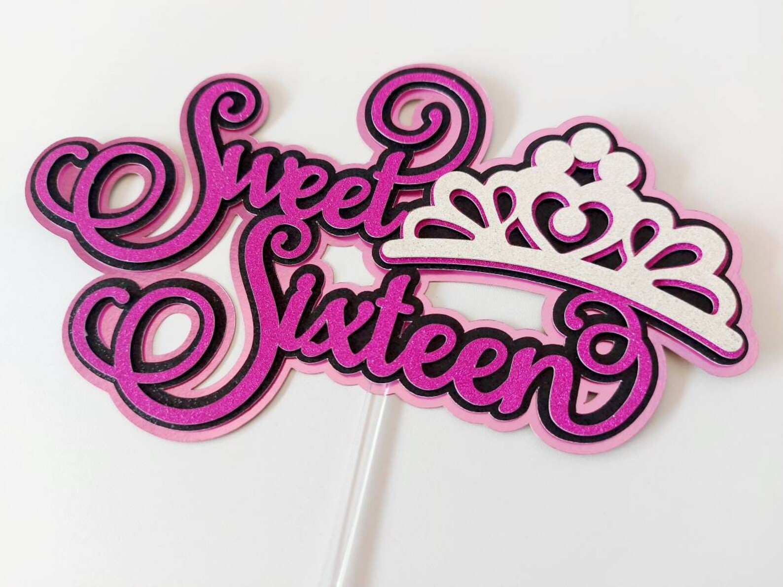 Layered SVG Cake Topper Sweet Sixteen Crown Happy Birthday 16 - Etsy ...