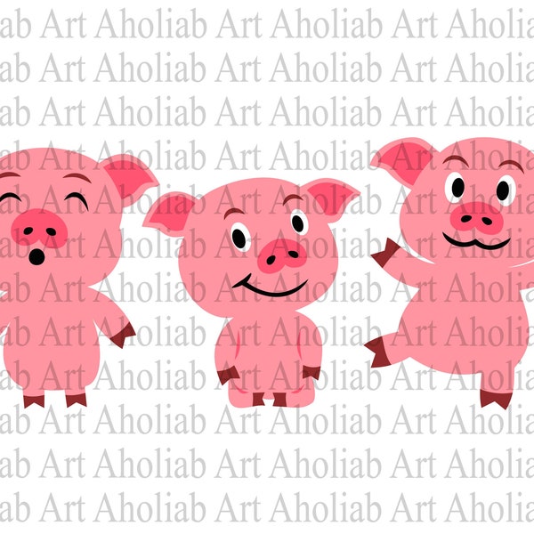3 Little Pig Clipart - Etsy