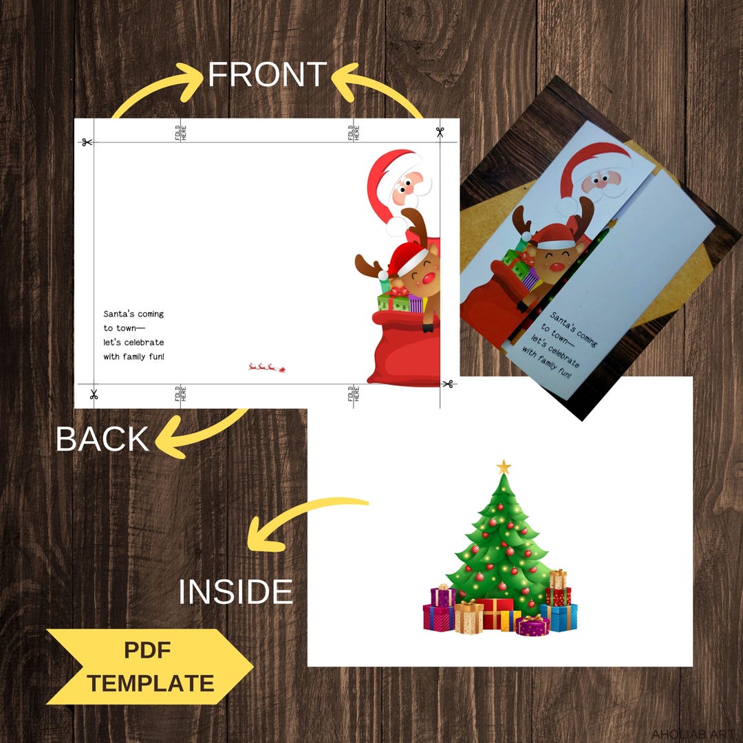 PDF Templates Printable Gate Fold Card Funny Christmas Card for Kids ...