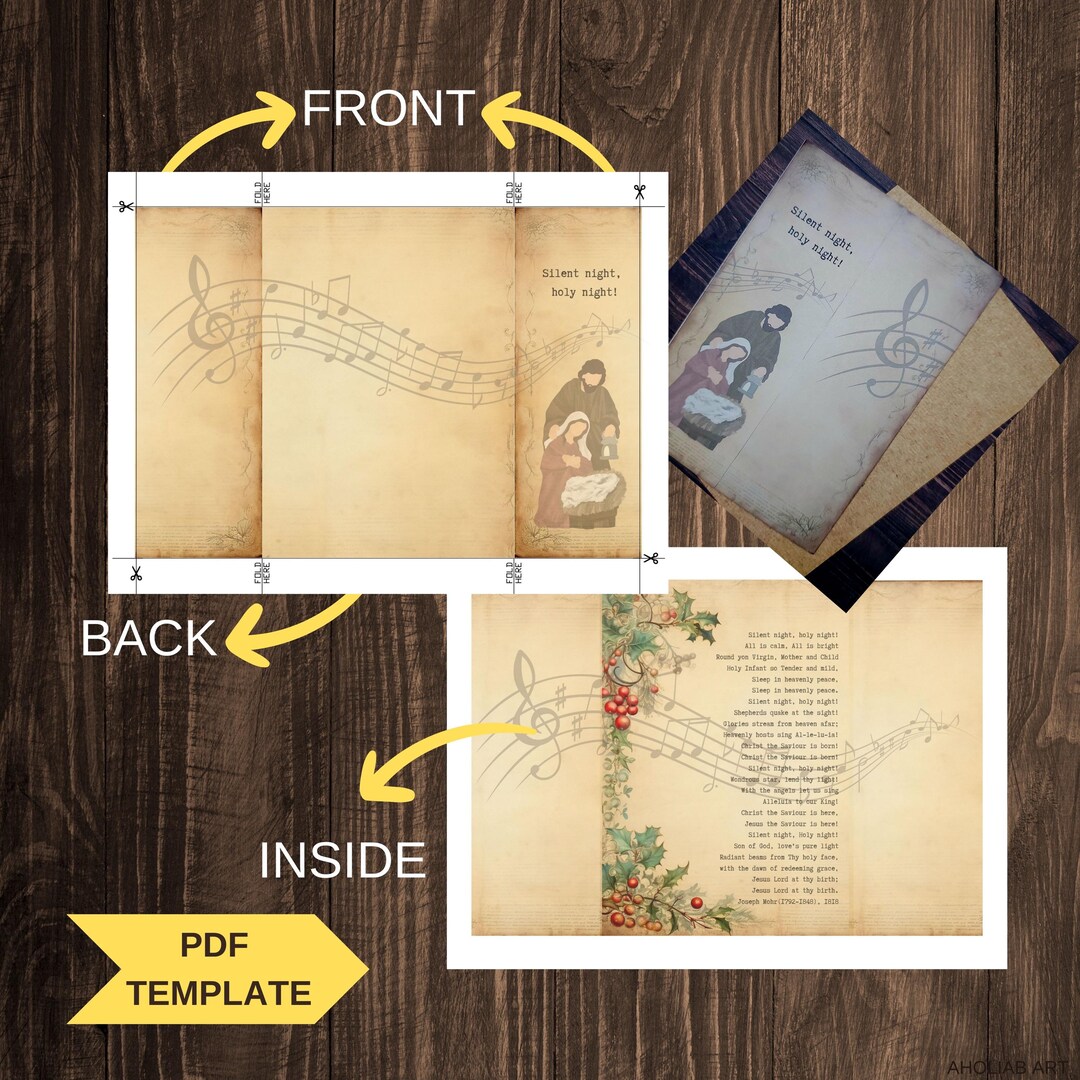 PDF Templates Printable Gate Fold Card DIY Vintage Christmas Card ...
