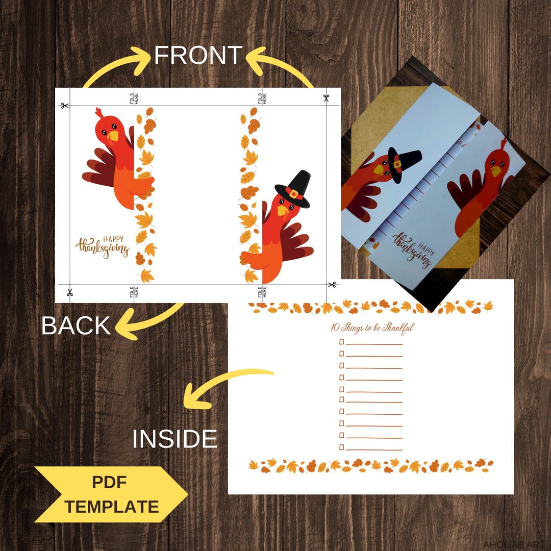 PDF Templates Thanksgiving Printable Gate Fold Card 10 Things to Be ...