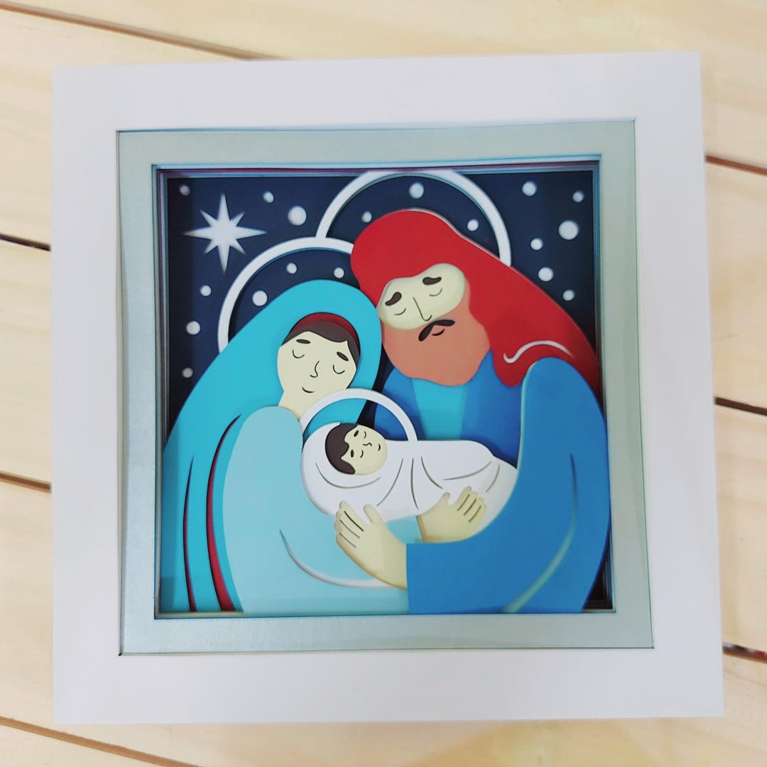 3D SVG Shadow Box Template Nativity Scene 15 Layers Merry Christmas ...