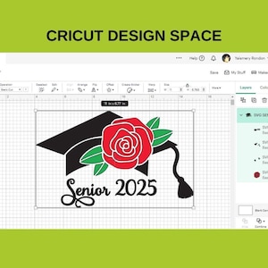 SVG File SENIOR 2025 Cut Files Printable Graduation Cap Rose Svg Dxf Ai ...