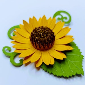 3D Sunflower Paper Flower SVG Template 2.5 in Cut Files Cricut ...