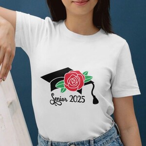 SVG File SENIOR 2025 Cut Files Printable Graduation Cap Rose Svg Dxf Ai ...