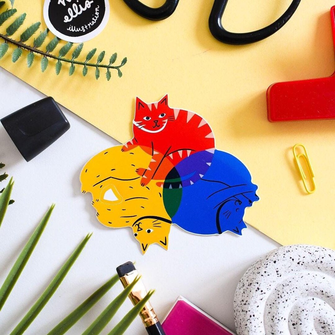 Colour Wheel Cats - Colourful Vinyl Sticker - Etsy