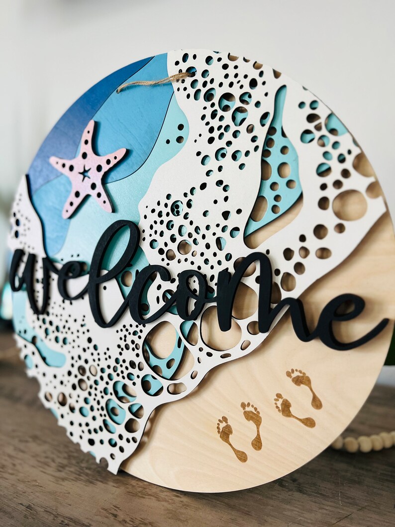 Coastal Beachfront Entry Sign for Beach House Decor Beach Front Door ...