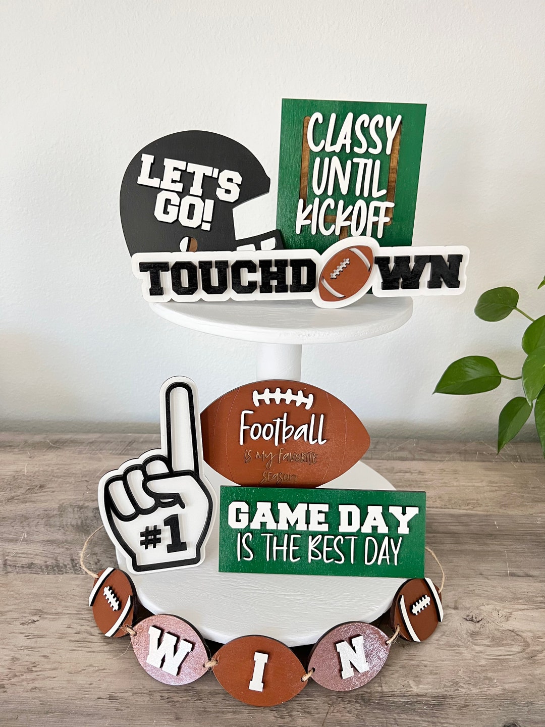 Football Tiered Tray, Centerpiece Table Decor - Etsy