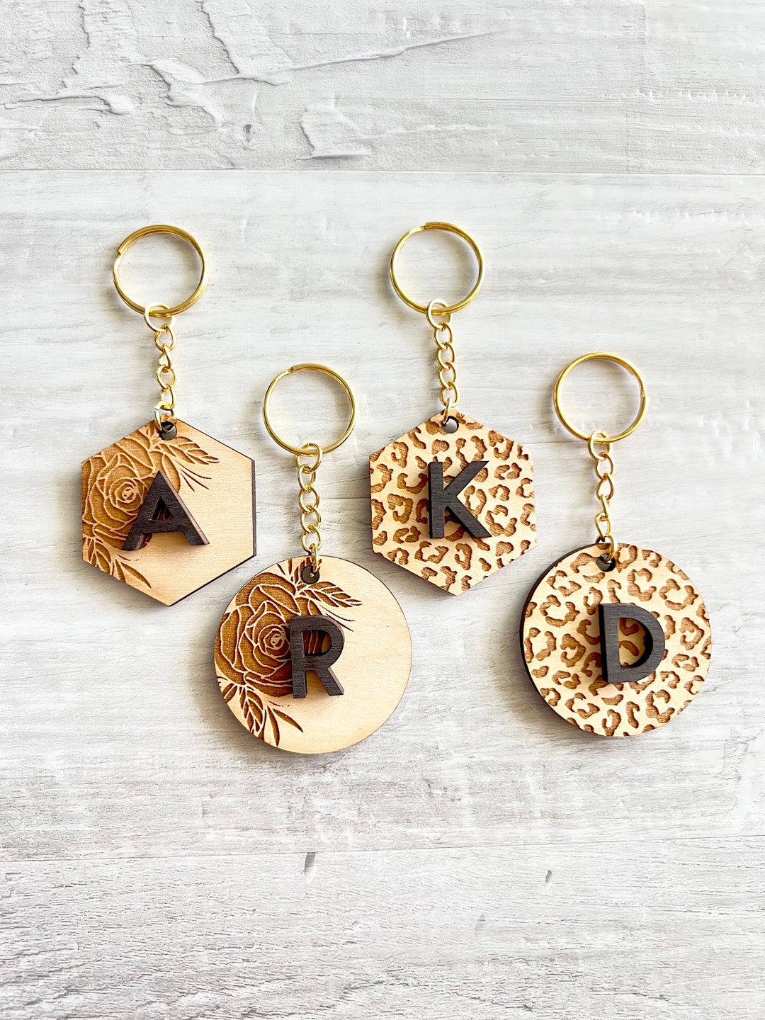 Personalized Floral Wooden Keychain Custom Cheetah Keychain - Etsy