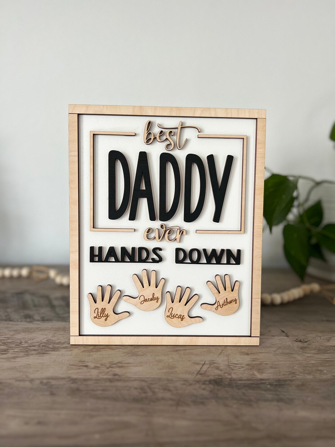 Fathers Day Sign Personalized Wooden Sign Fathers Day Gift Handprint ...