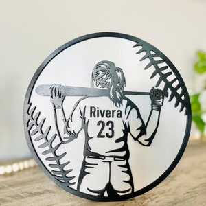 Personalized Softball Player Sign Custom Girls Portrait High School ...