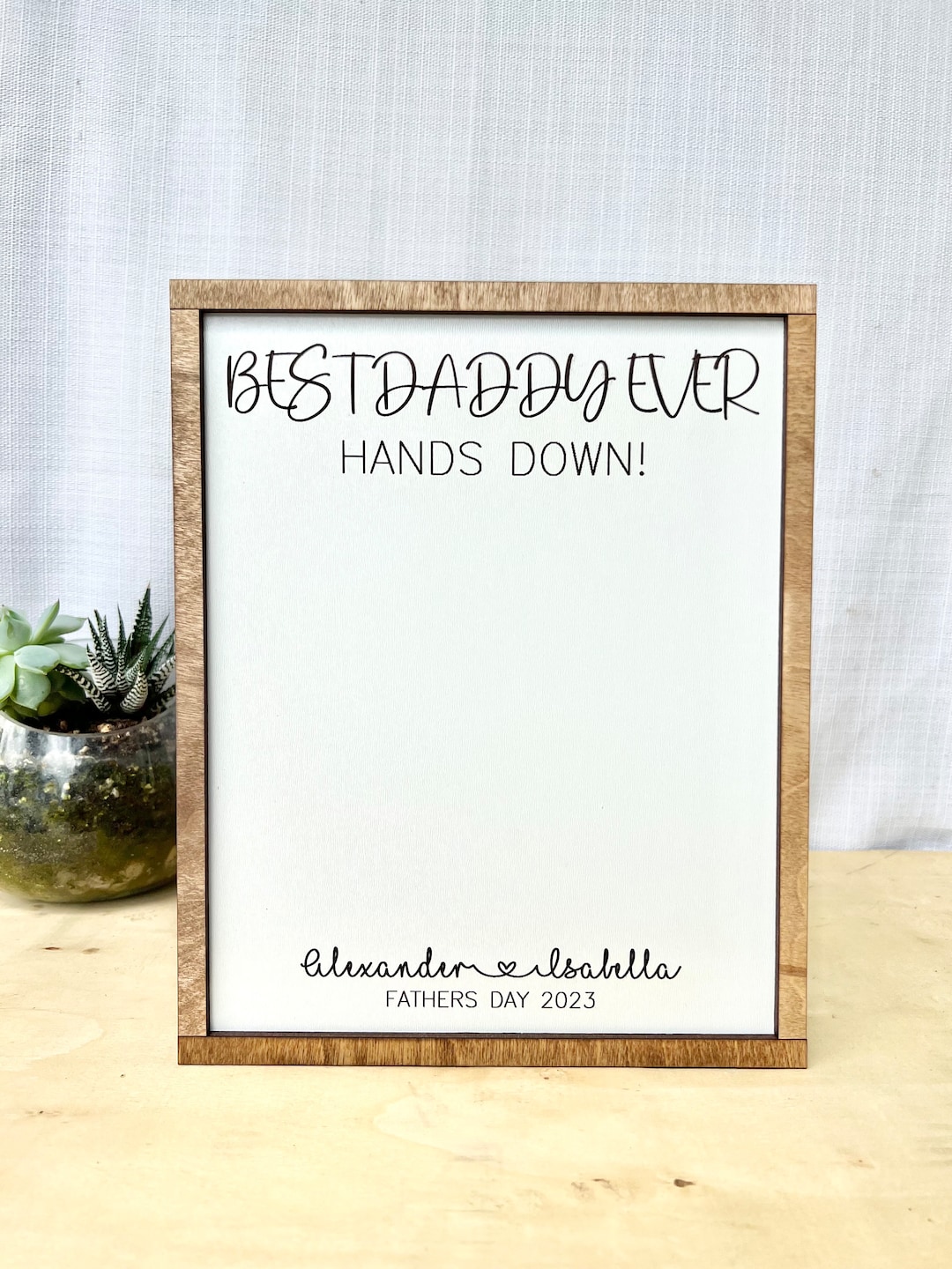 Fathers Day Sign Personalized Wooden Sign Father’s Day Gift Handprint ...