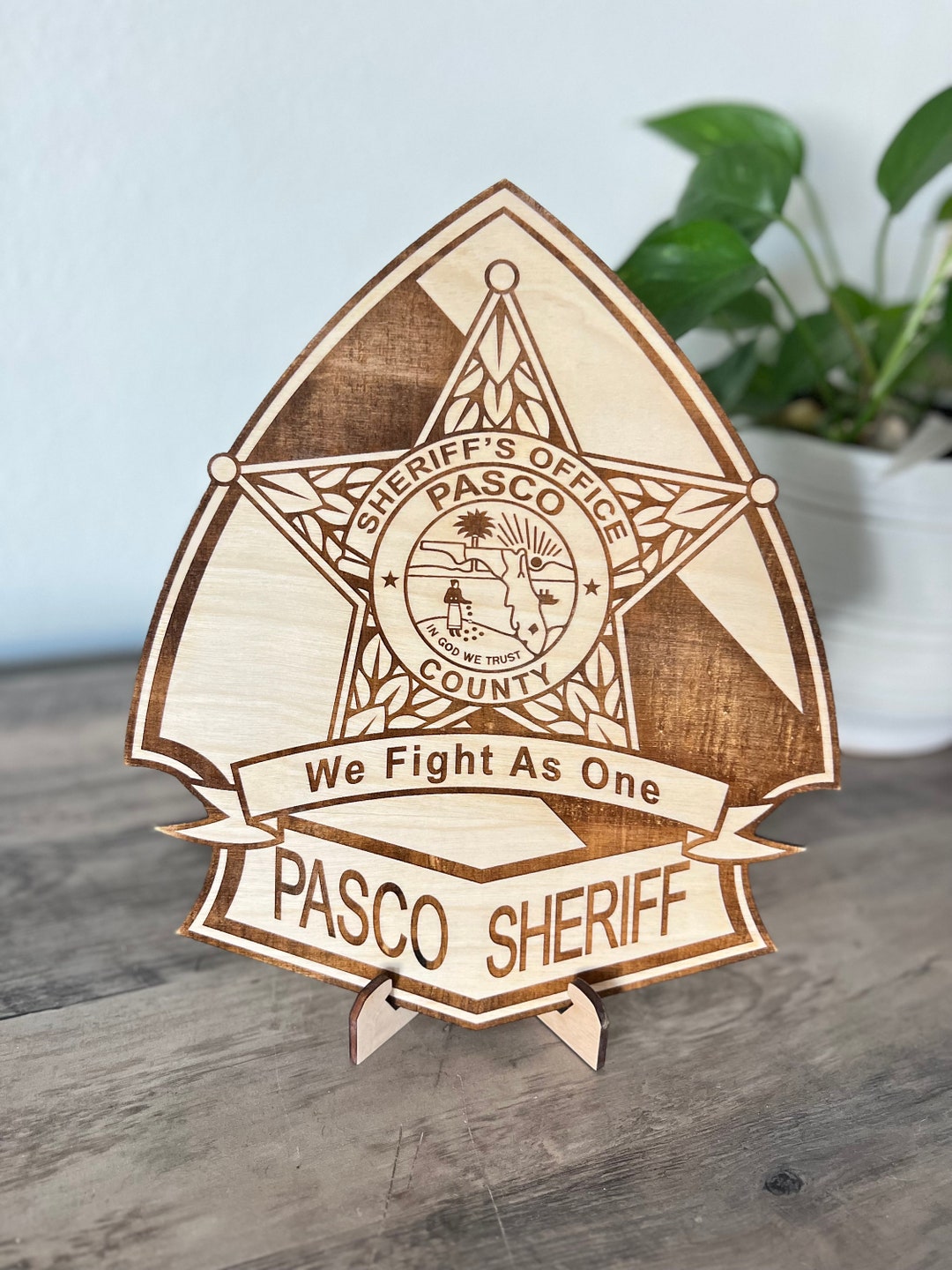 Pasco County Sheriff Office Shield Custom Engraved Wood Police Sign for ...