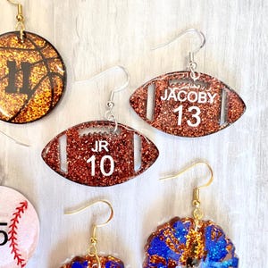 Custom Wooden Football Earrings, Personalized Team Number Jewelry - Etsy