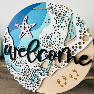 Coastal Beachfront Entry Sign for Beach House Decor Beach Front Door ...