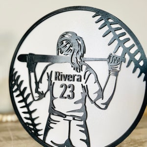 Personalized Softball Player Sign Custom Girls Portrait High School ...