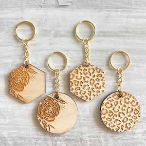 Personalized Floral Wooden Keychain Custom Cheetah Keychain Boho Gift ...