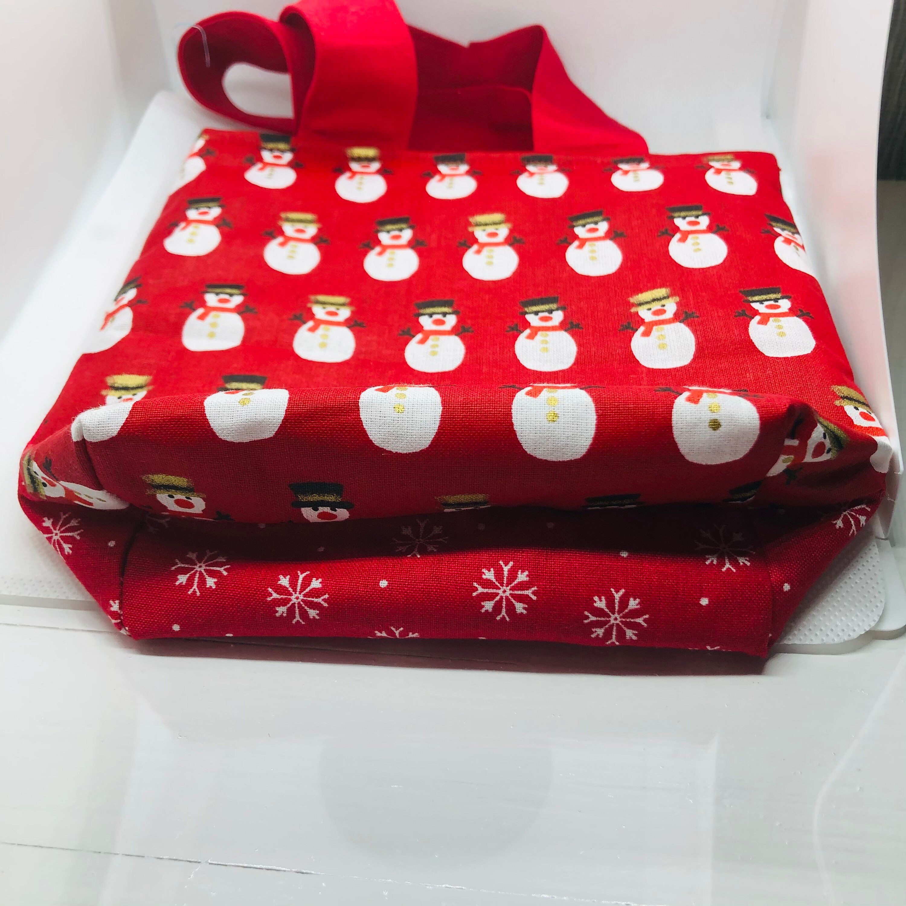 Christmas Gift bag Snowman mini gift bag fully lined | Etsy